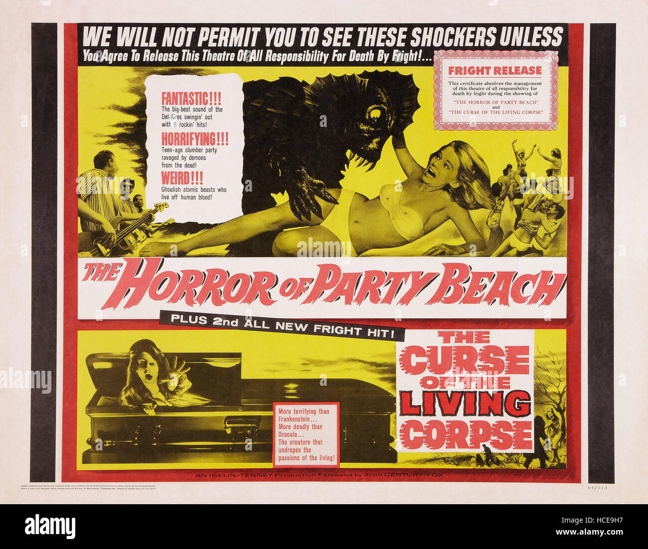 THE HORROR OF PARTY BEACH, US lobbycard, 1964; double feature; THE ...