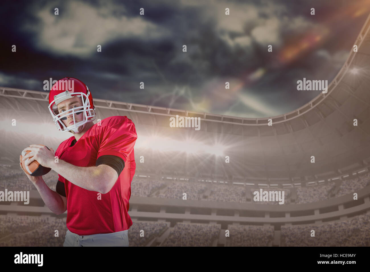 Composite image of portrait of american football player being about to ...