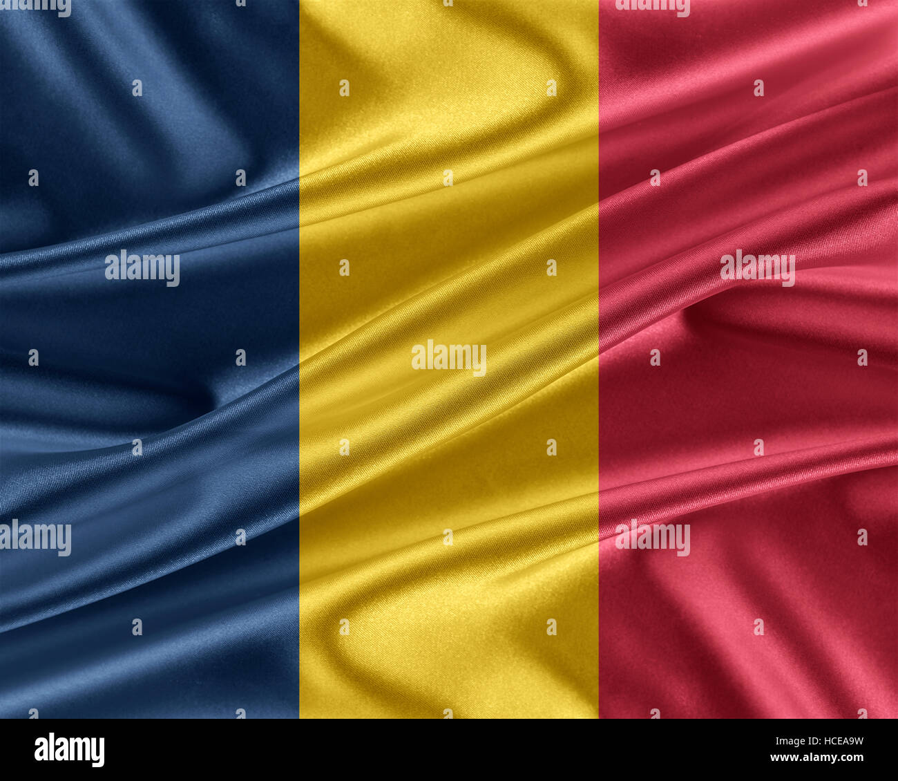Chad flag with a glossy silk texture Stock Photo - Alamy