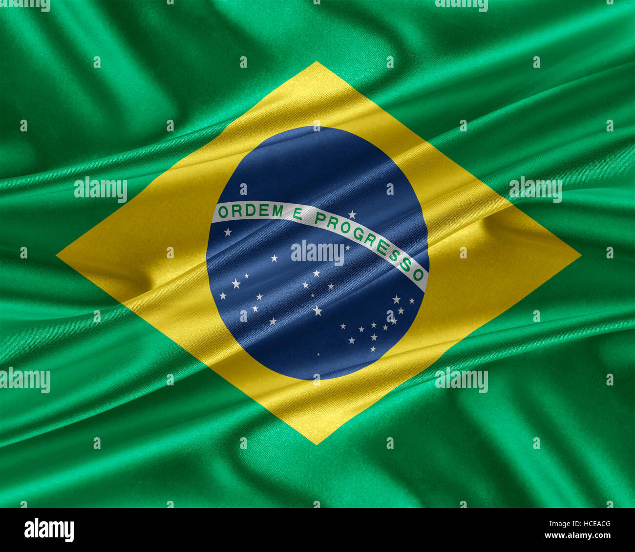 Brazil flag with a glossy silk texture Stock Photo - Alamy