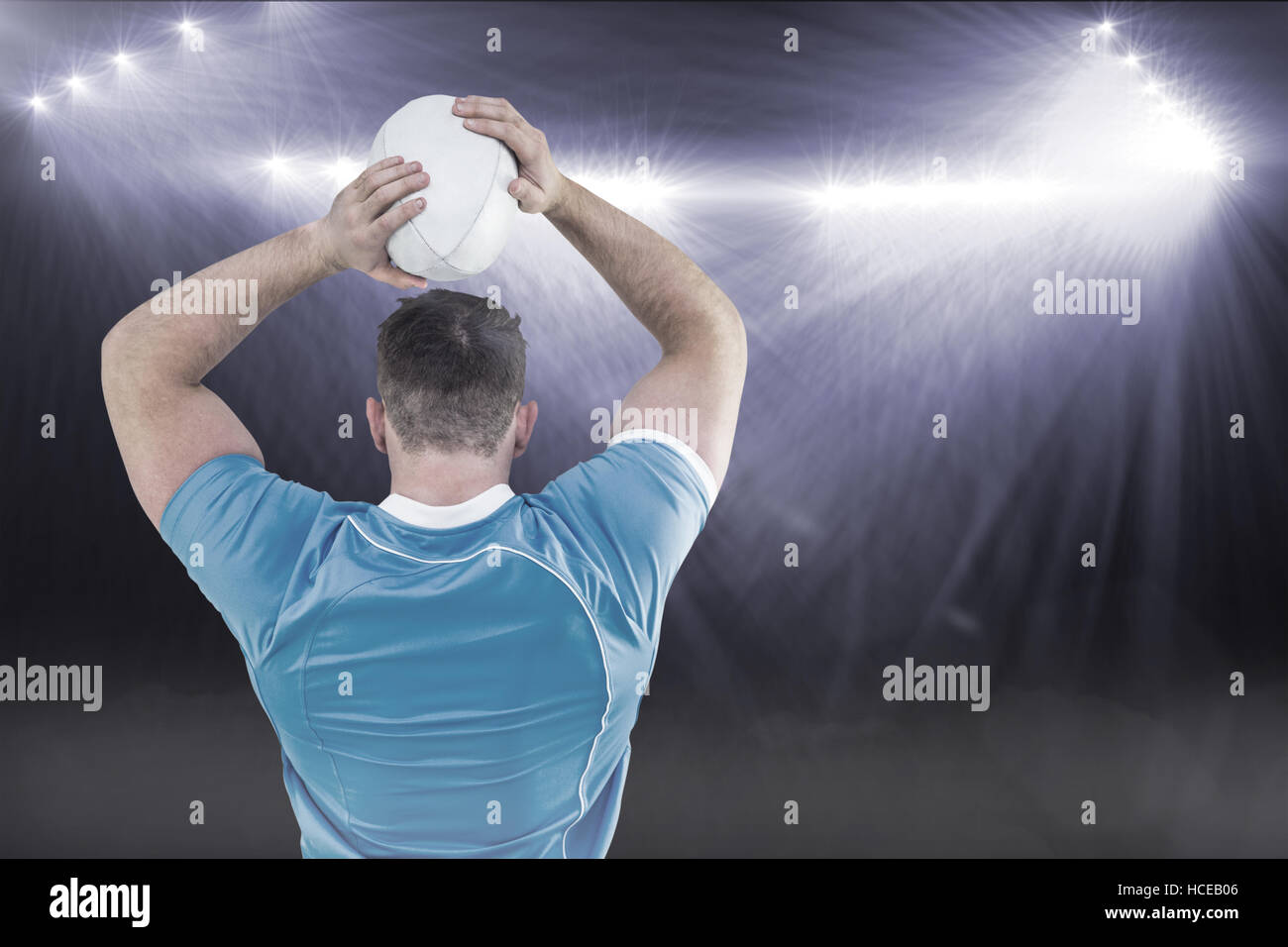 Composite image of rugby player throwing the ball 3D Stock Photo - Alamy