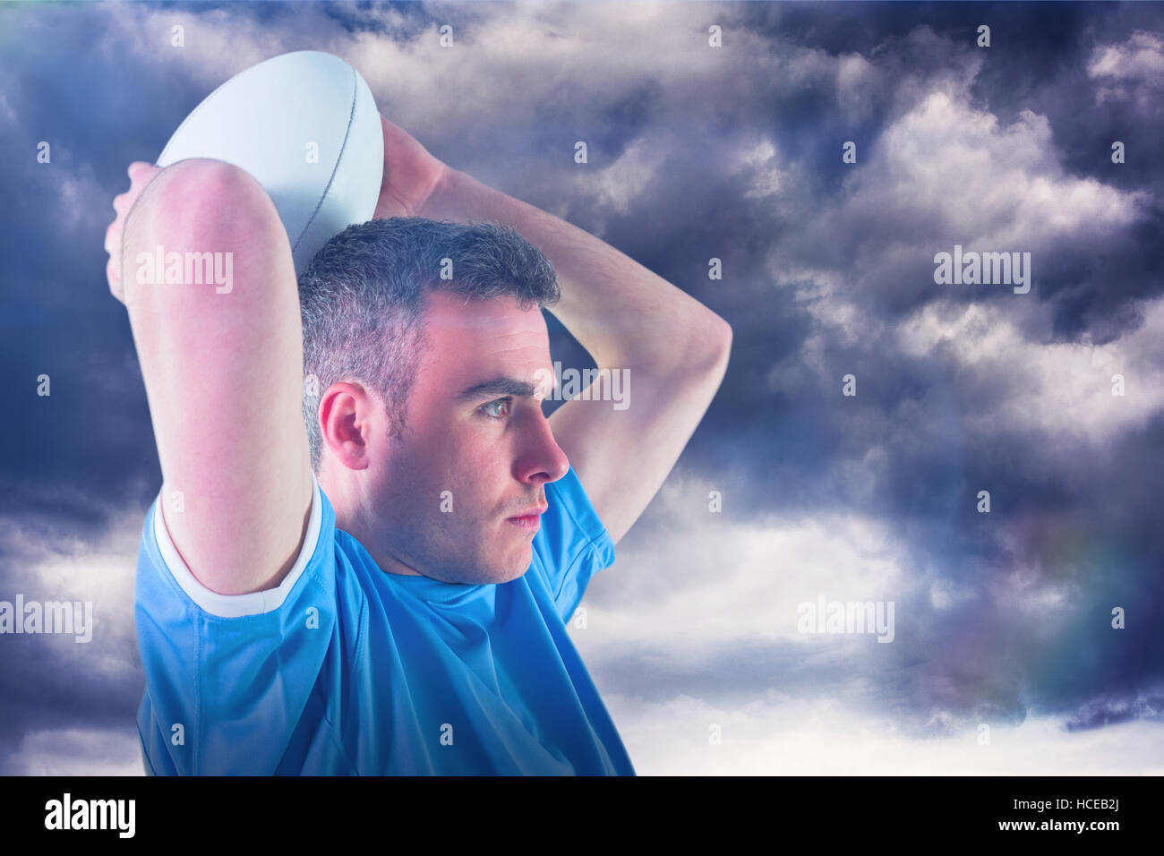 Composite image of rugby player about to throw a rugby ball 3D Stock ...