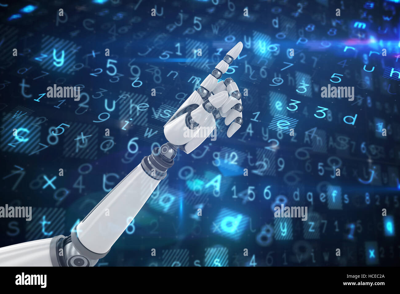 Composite image of robotic hand pointing Stock Photo - Alamy