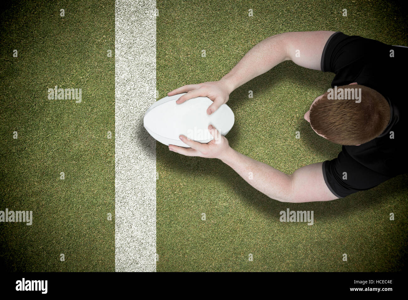 Composite image of a rugby player scoring a try Stock Photo - Alamy