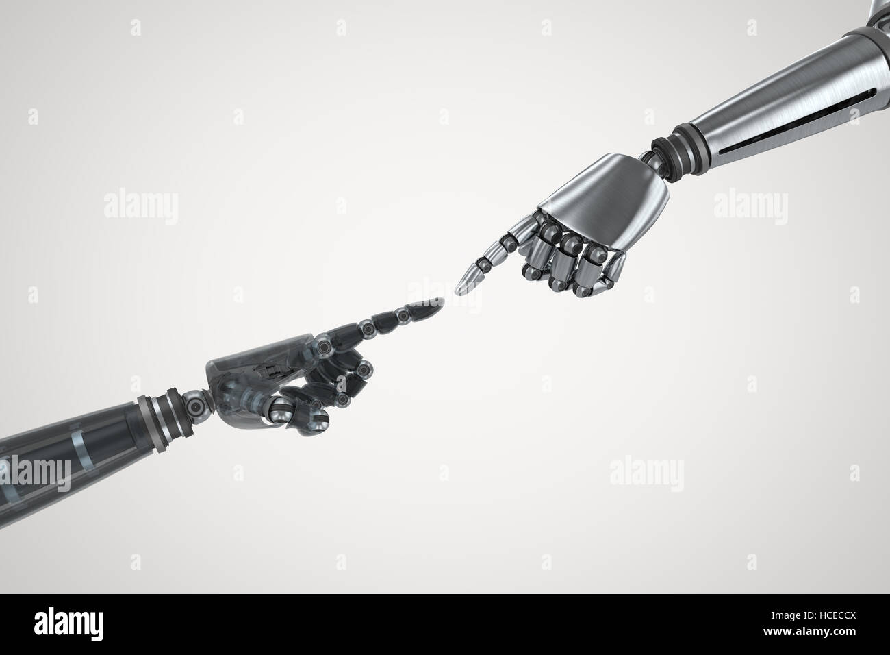 Composite image of shiny black hand of robot Stock Photo - Alamy