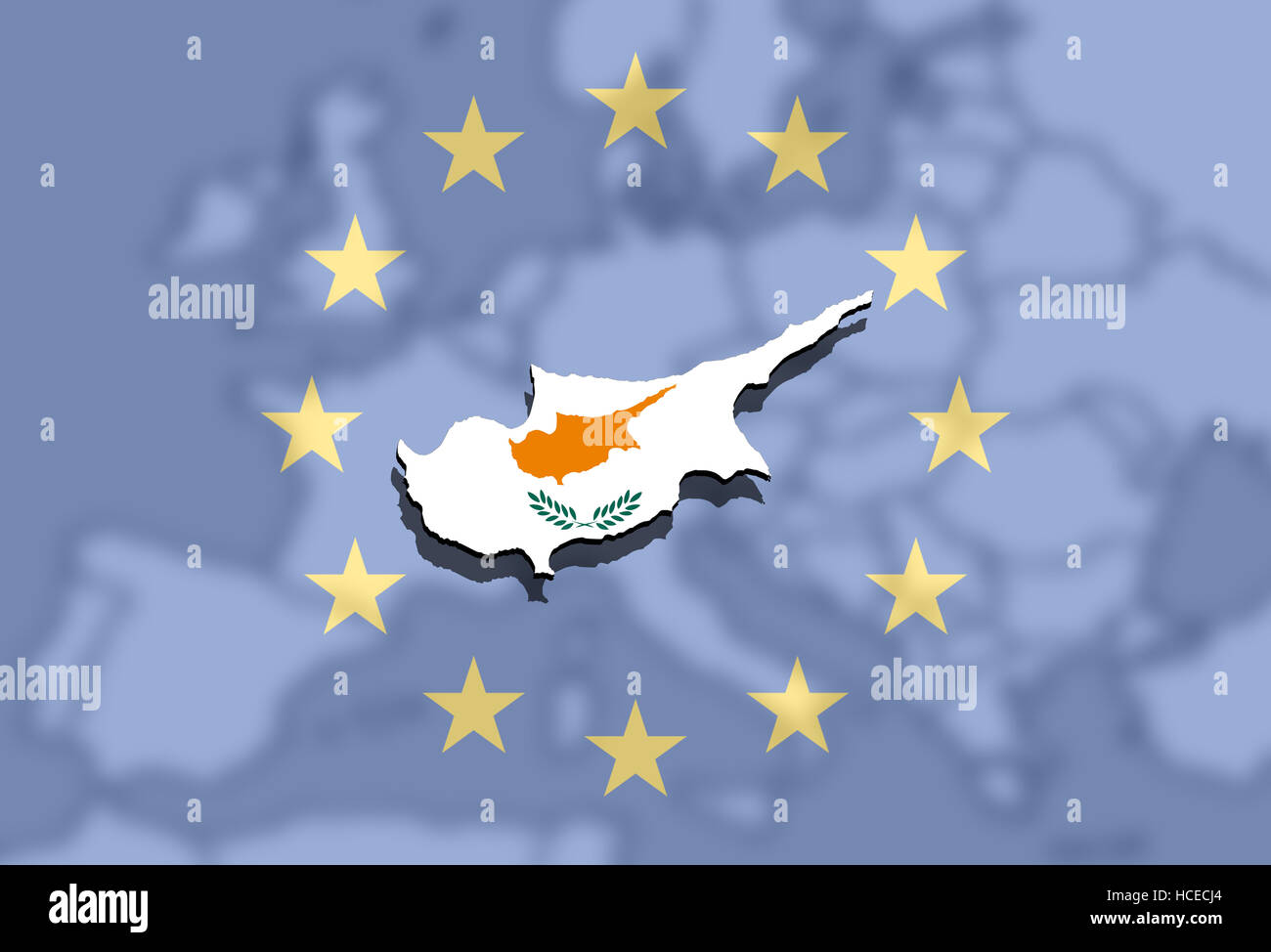 close up on Cyprus map on Euro Union and Europe background Stock Photo ...