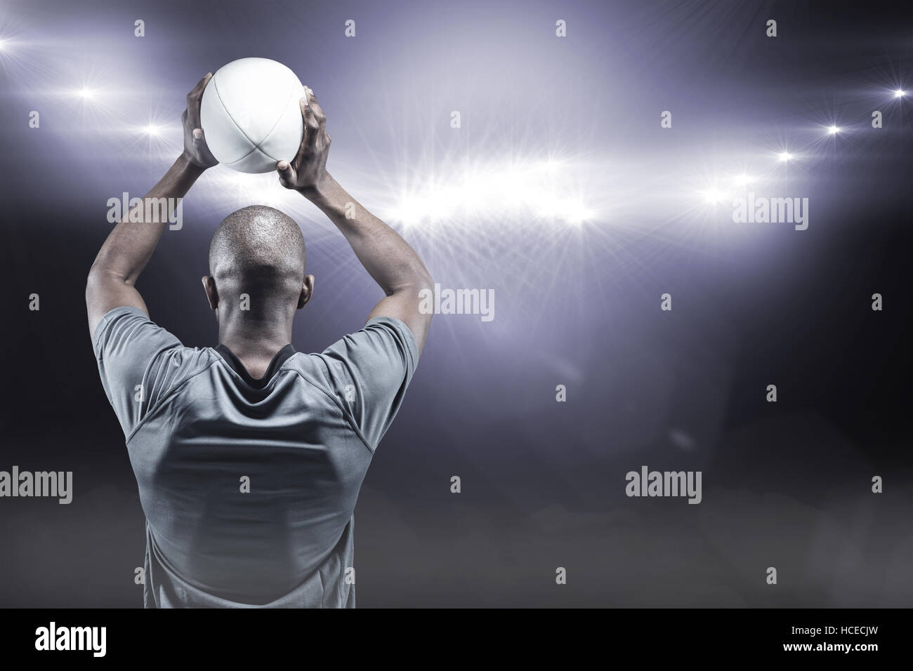Composite image of athlete throwing rugby ball 3D Stock Photo - Alamy