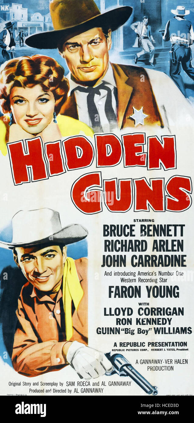 HIDDEN GUNS, top l-r: Angie Dickinson, Richard Arlen, bottom: Faron ...