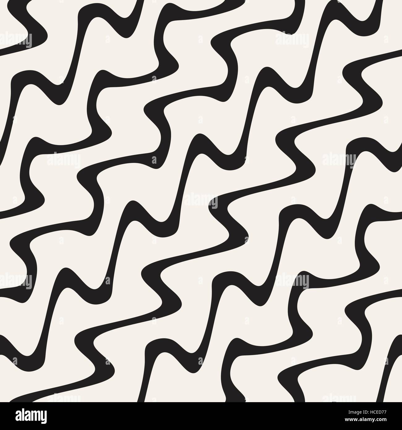 Wavy Ripple Lines. Vector Seamless Black and White Pattern Stock Vector ...