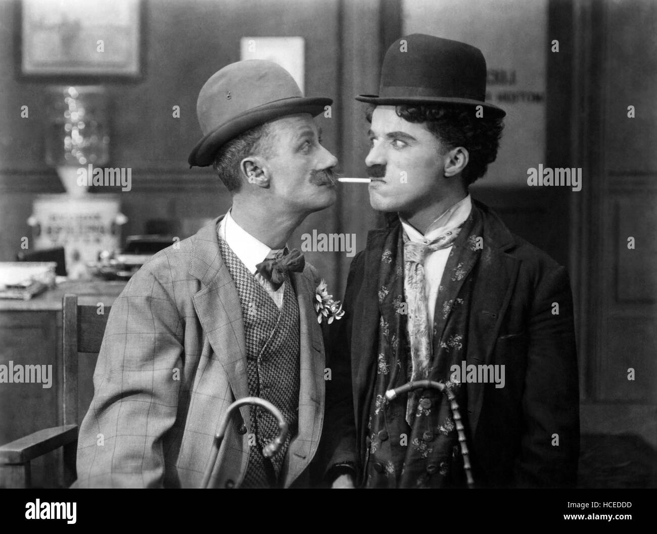 HIS NEW JOB, Ben Turpin, Charlie Chaplin, 1915 Stock Photo - Alamy