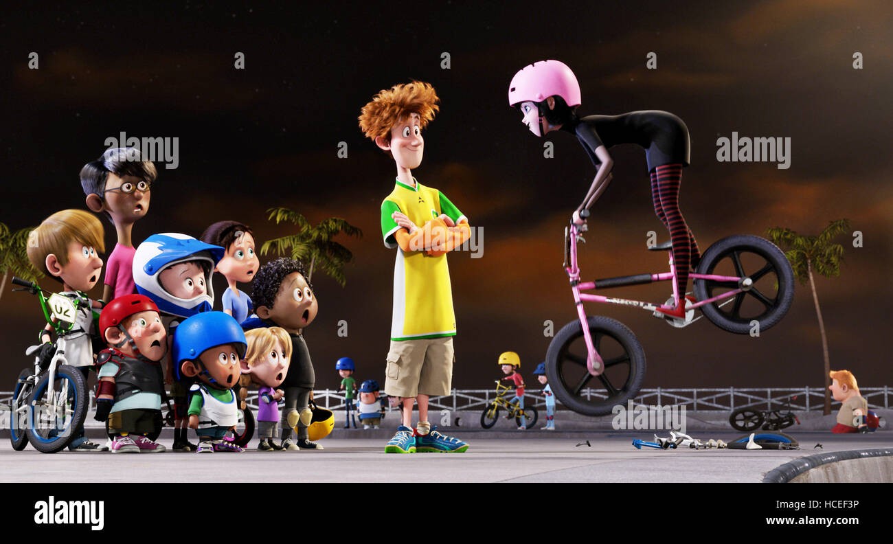 HOTEL TRANSYLVANIA 2, from left: Jonathan (yellow & green jersey, voice ...