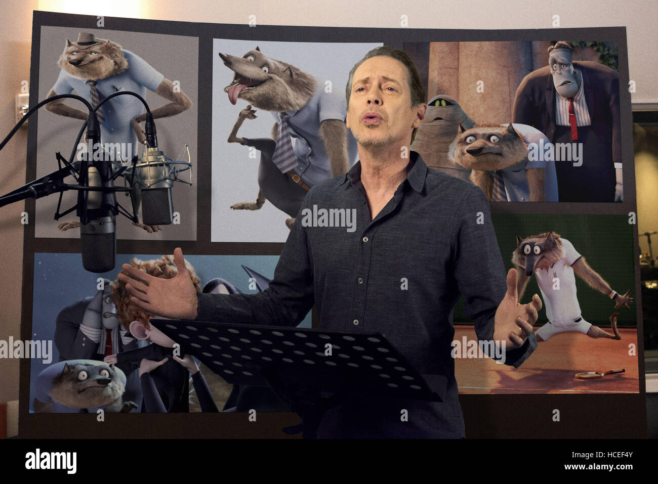 HOTEL TRANSYLVANIA 2, Steve Buscemi in studio recording voice for character Wayne the Werewolf ...