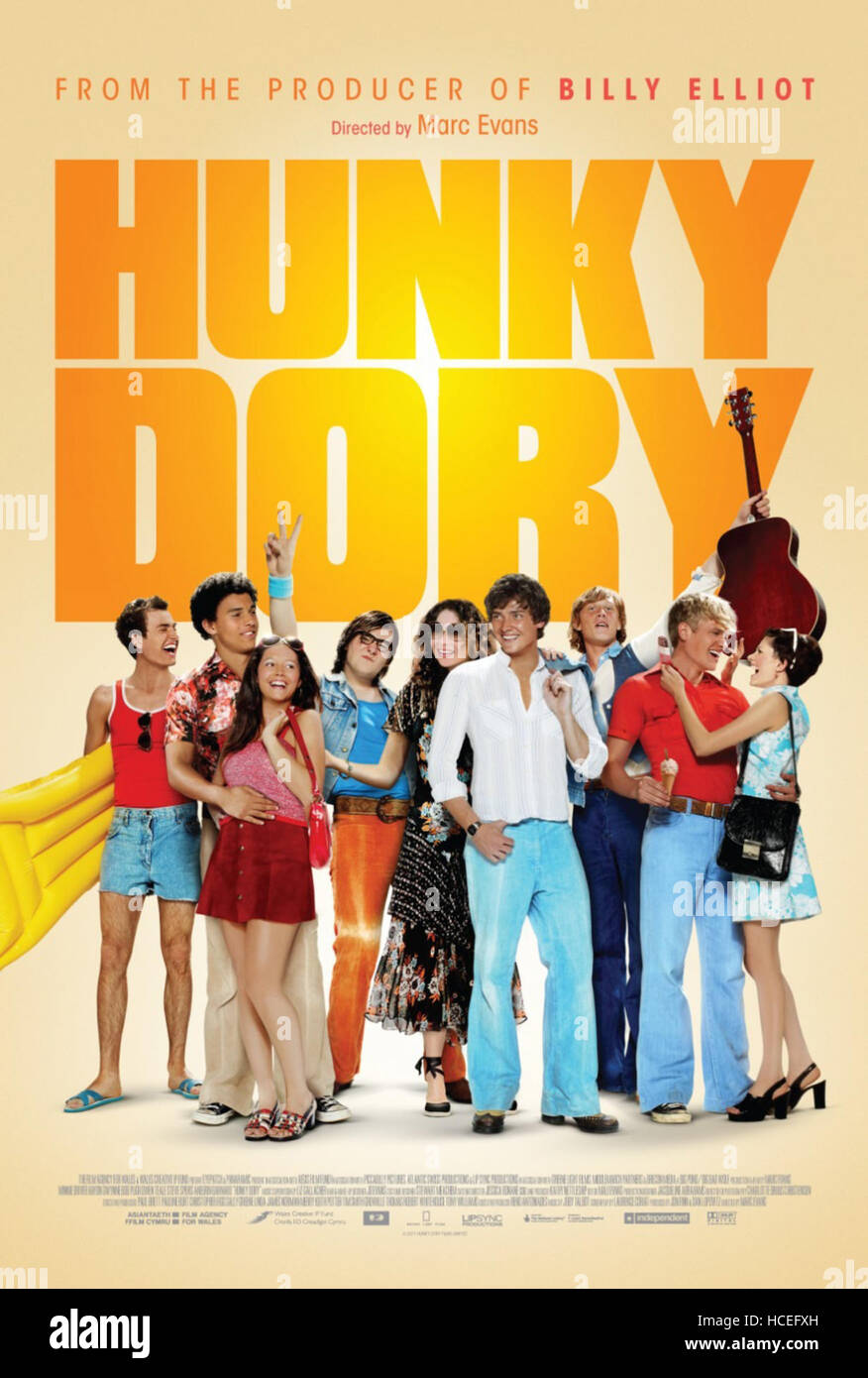 HUNKY DORY, British poster art, Aneurin Barnard (second from left ...