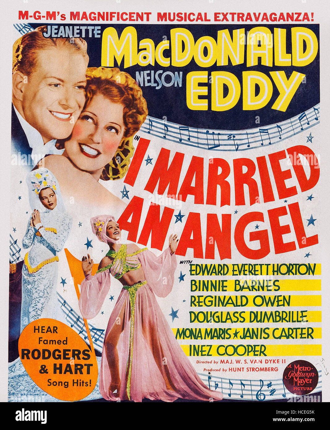 I MARRIED AN ANGEL, top l-r: Nelson Eddy, Jeanette MacDonald on poster ...