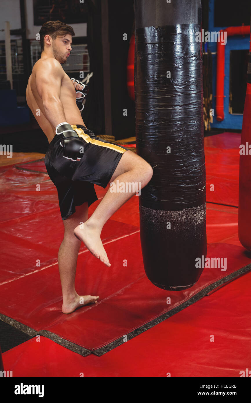 Strong boxer punching bag training hi-res stock photography and images ...