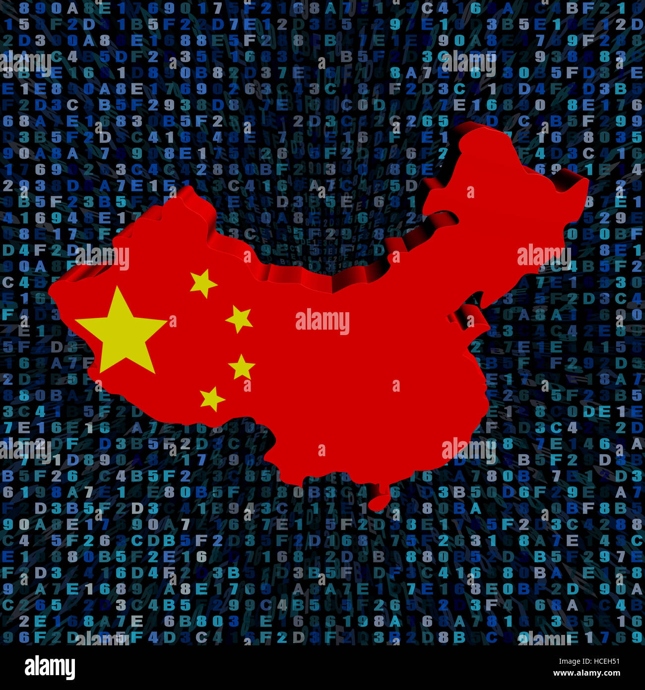 China map flag on hex code illustration Stock Photo - Alamy
