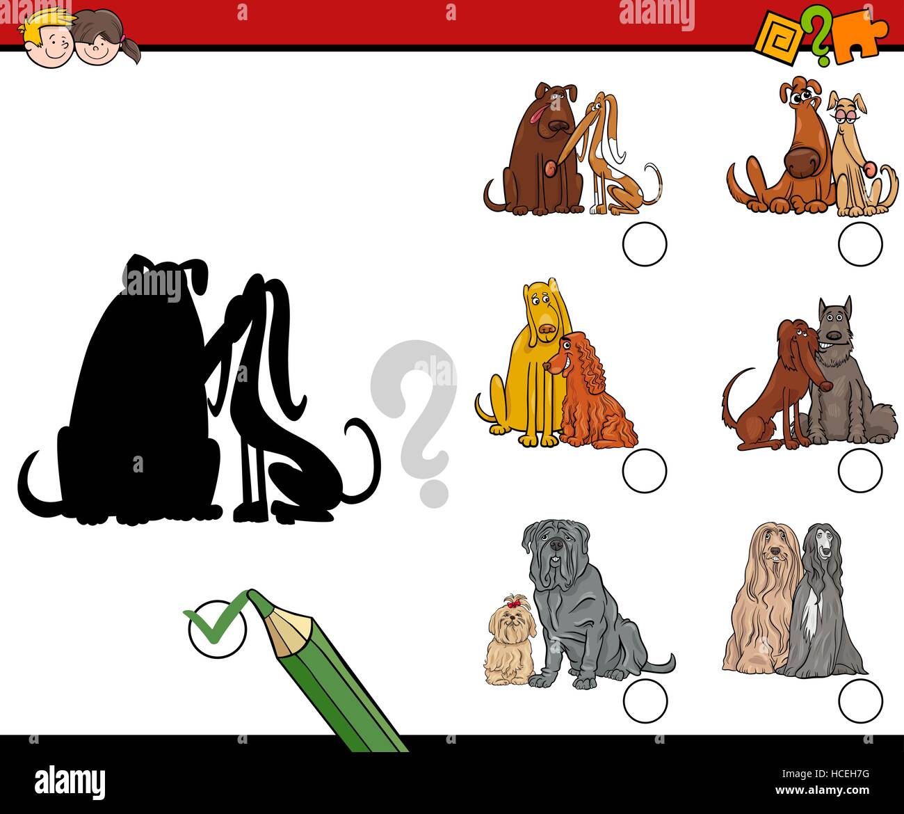 Cartoon Illustration of Find the Shadow Educational Activity for ...