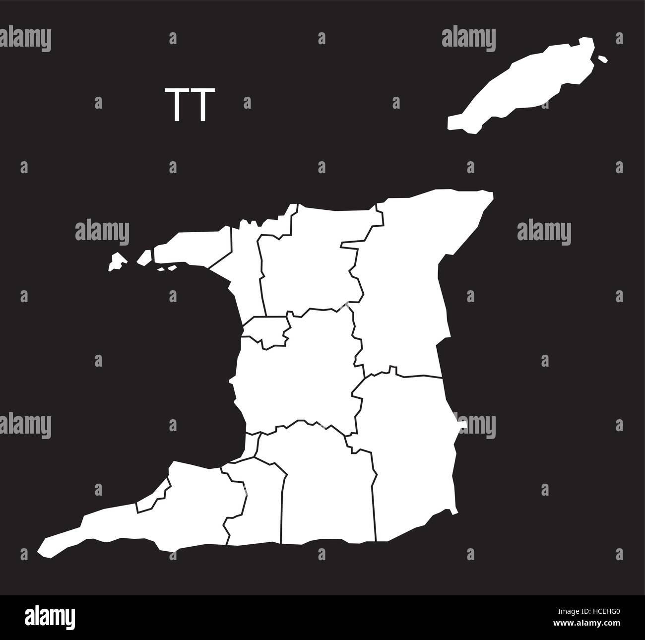 Trinidad tobago regions map hi-res stock photography and images - Alamy