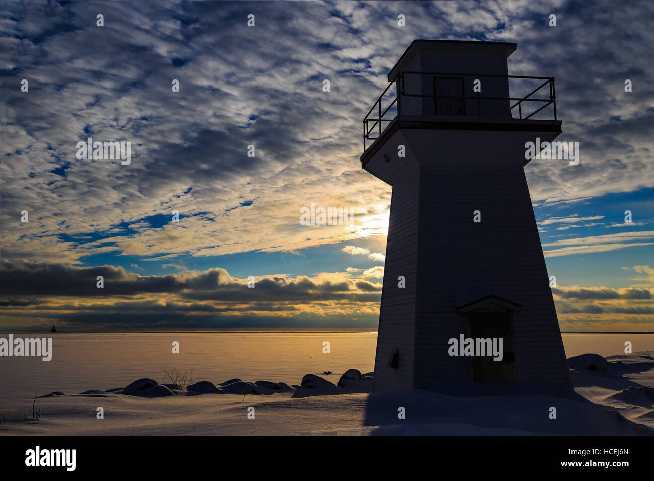 Lighthouse or range light along the waterfront of Summerside, Prince ...
