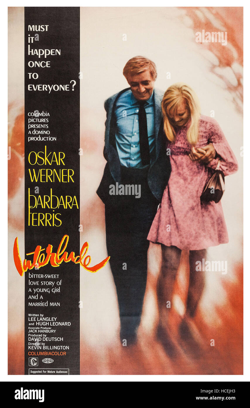 INTERLUDE, US poster art, from left: Oskar Werner, Barbara Ferris, 1968 ...