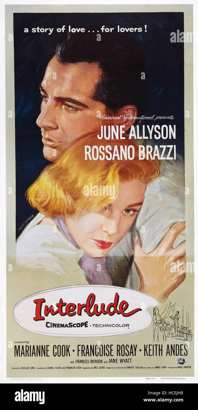 INTERLUDE, US poster art, from left: Rossano Brazzi, June Allyson, 1957 ...