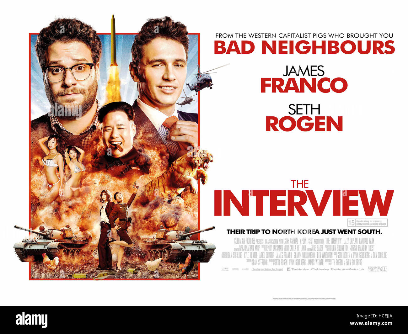 THE INTERVIEW, British poster, top, from left: Seth Rogen, James Franco ...