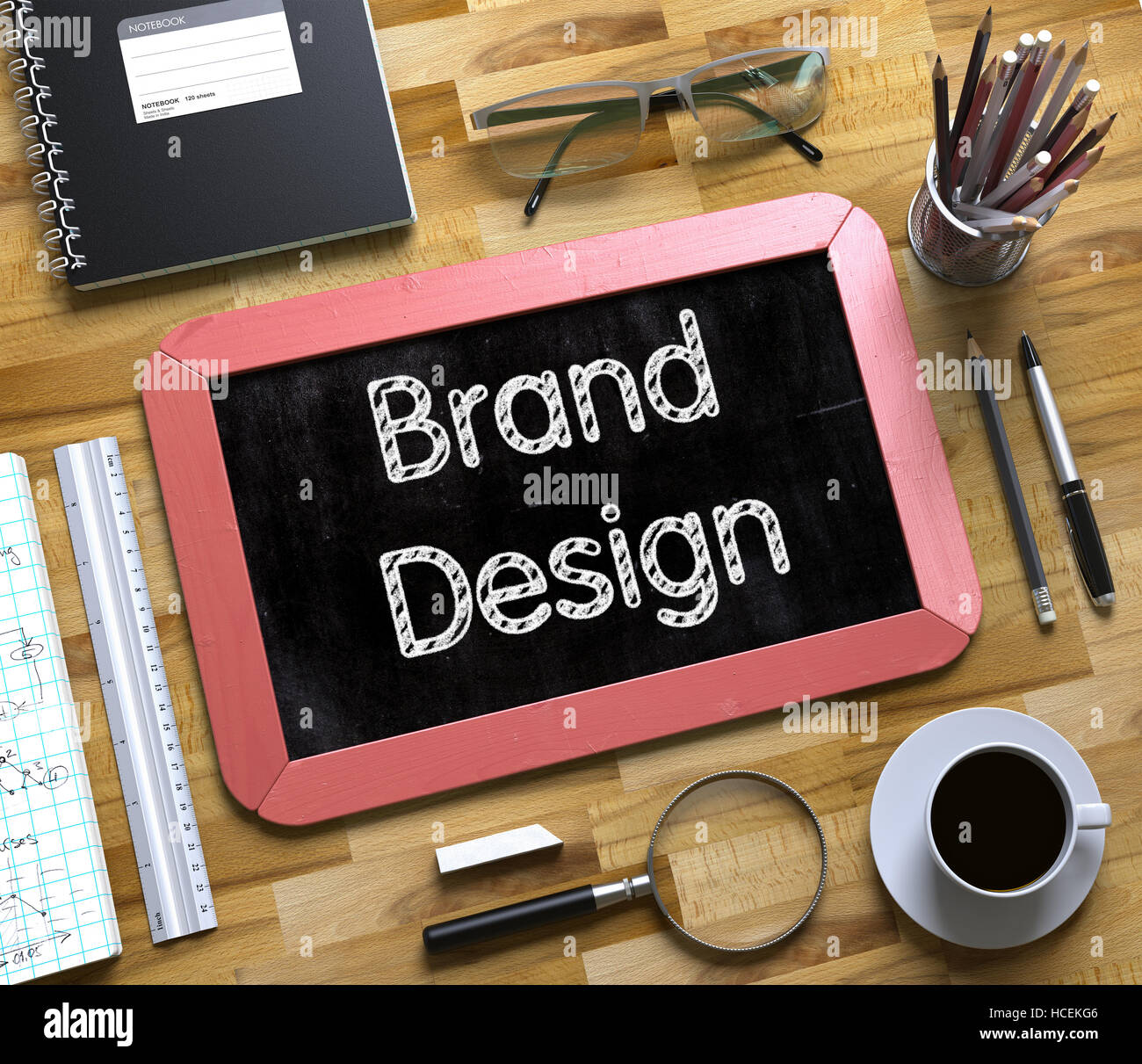 Brand Design - Text on Small Chalkboard. 3D Stock Photo - Alamy