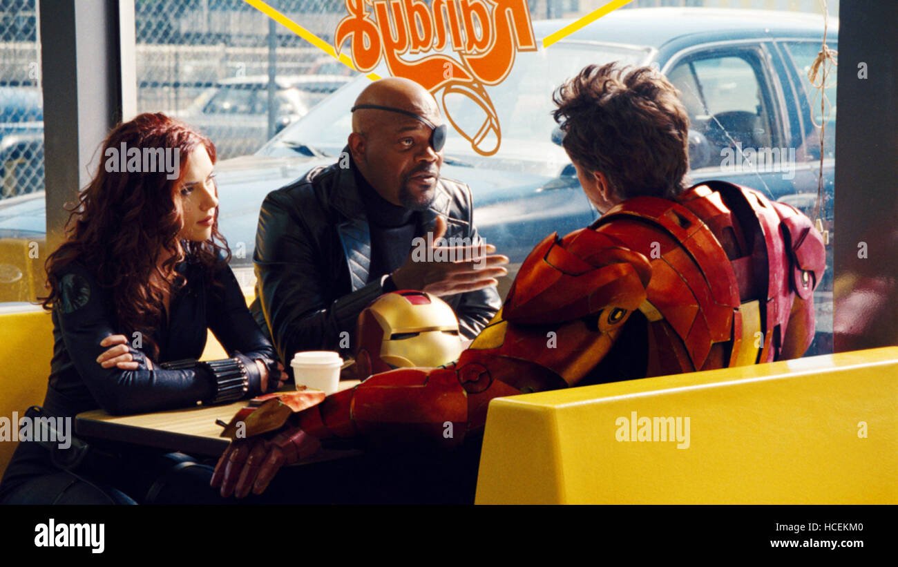 IRON MAN 2, from left: Scarlett Johansson, Samuel L. Jackson, Robert ...