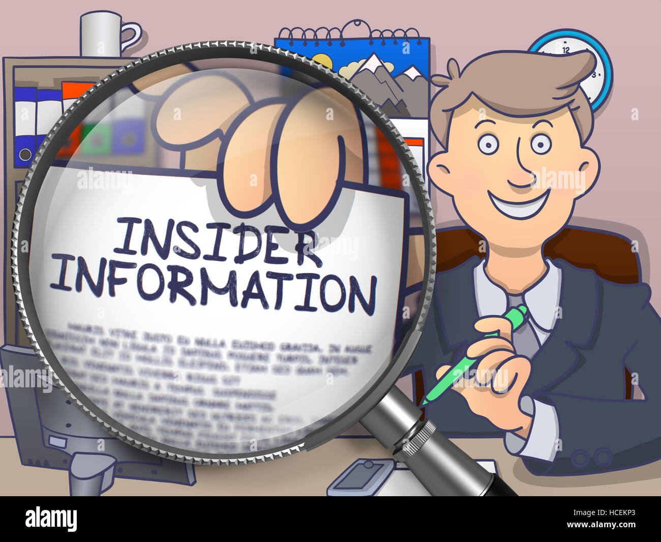 Insider Information through Lens. Doodle Style Stock Photo - Alamy