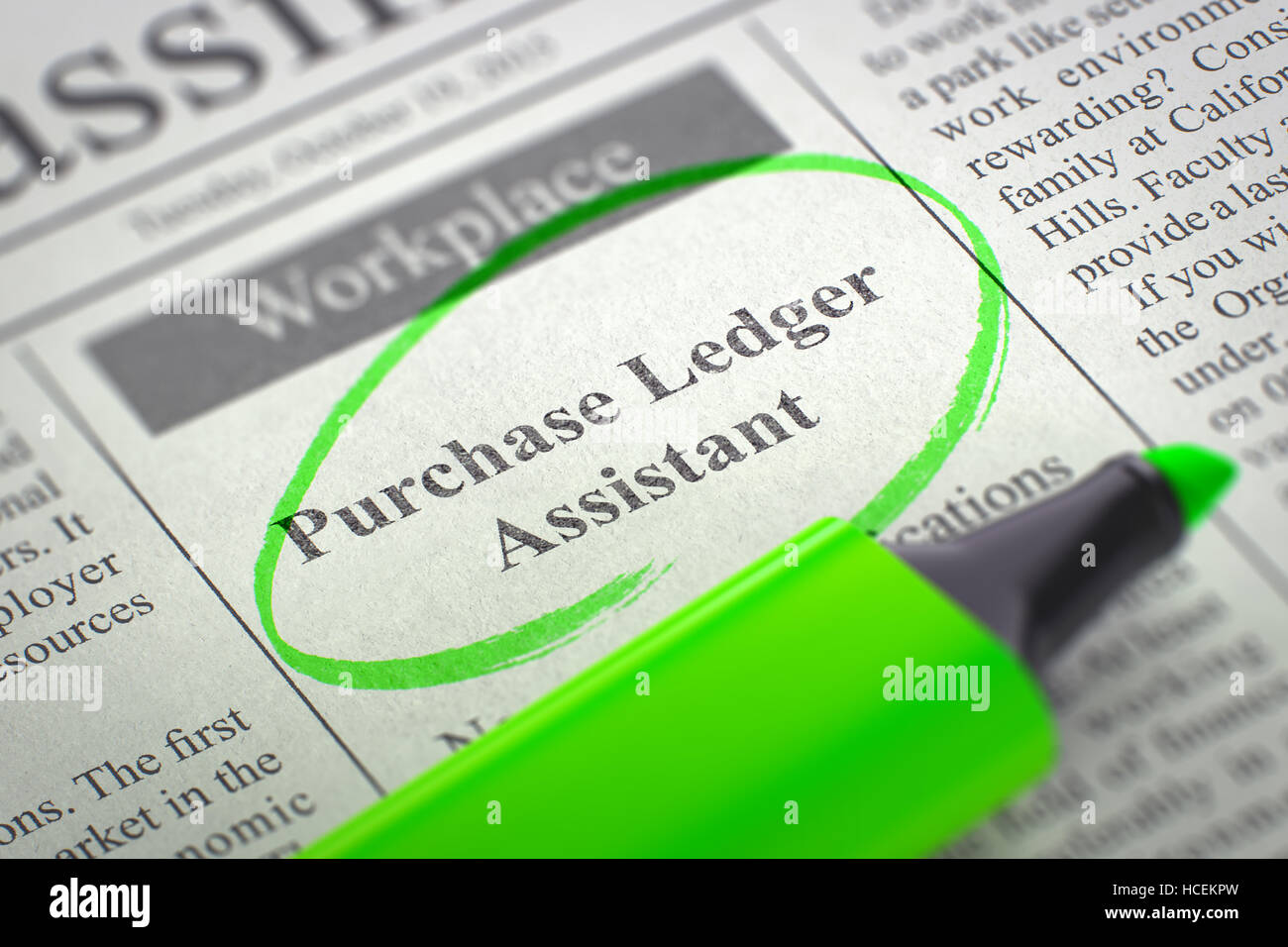 Purchase Ledger Assistant Job Vacancy. 3D Stock Photo - Alamy