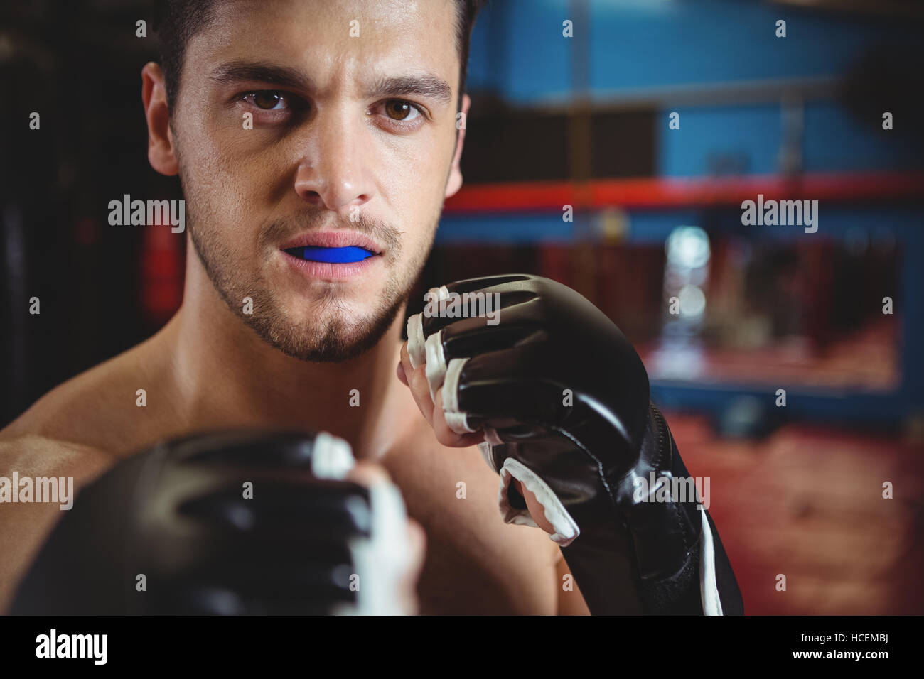Boxer performing a boxing stance Stock Photo - Alamy