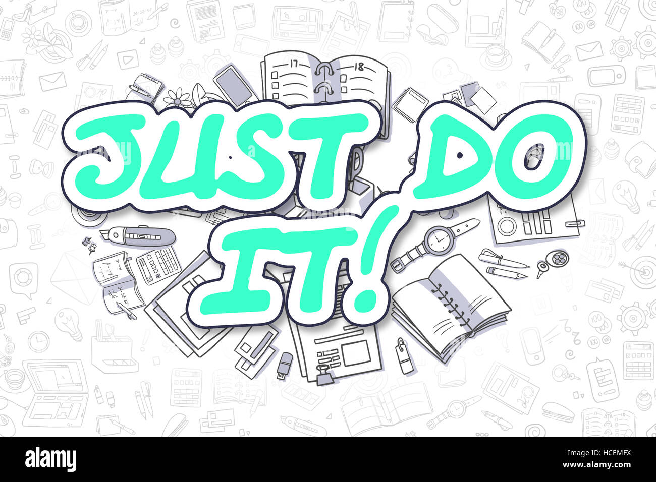 Just Do IT - Cartoon Green Inscription. Business Concept Stock Photo ...
