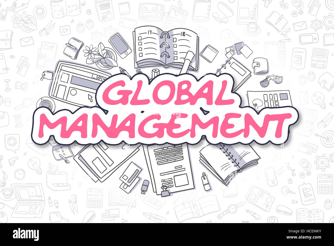 Global Management - Cartoon Magenta Text. Business Concept Stock Photo ...