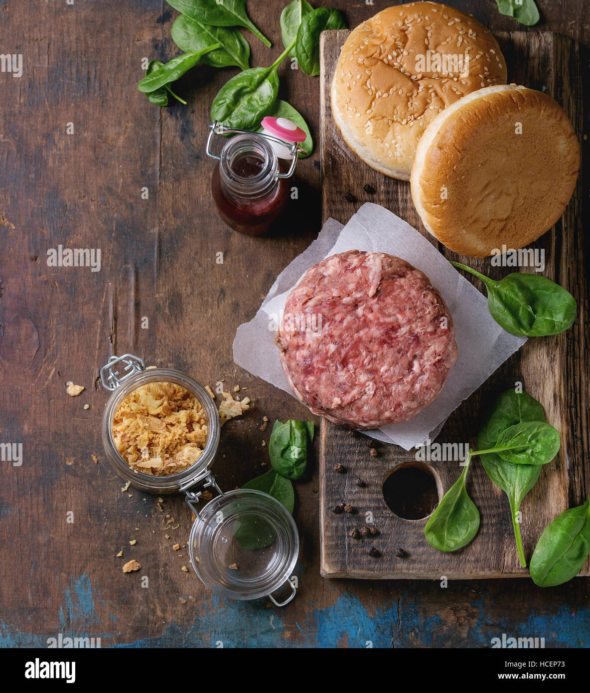 Ingredients for making burger Stock Photo - Alamy