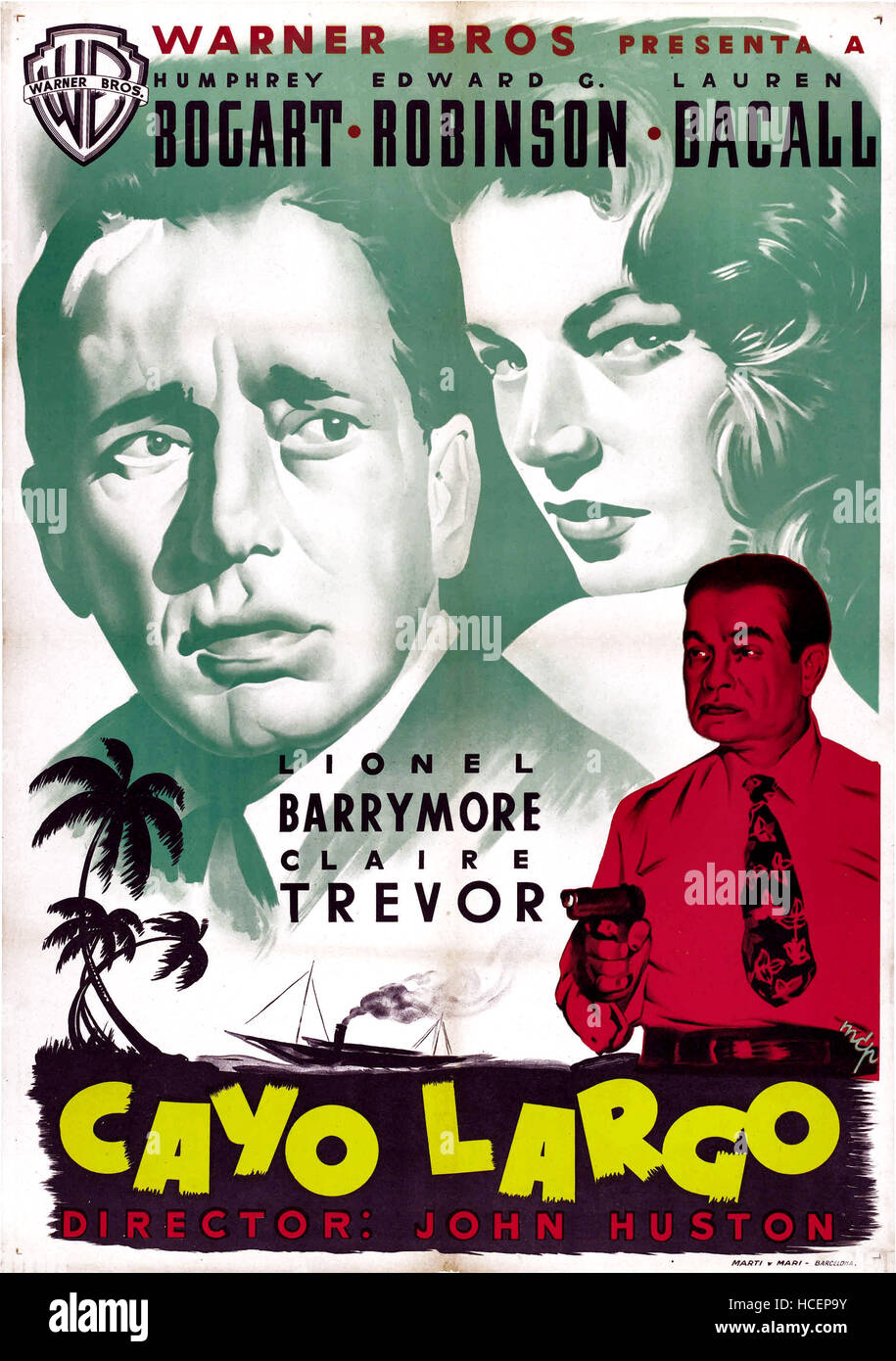 KEY LARGO, (aka CAYO LARGO), Spanish poster art, from left: Humphrey ...