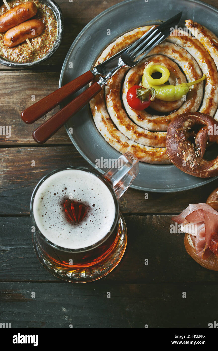 Variety of meat snacks in pretzels Stock Photo - Alamy