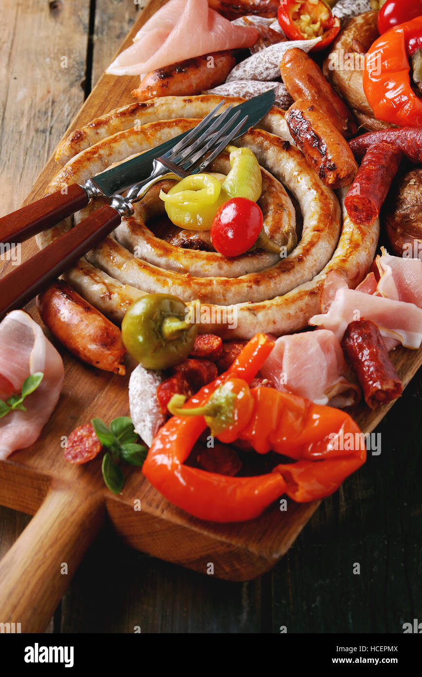 Variety of meat snacks in pretzels Stock Photo - Alamy