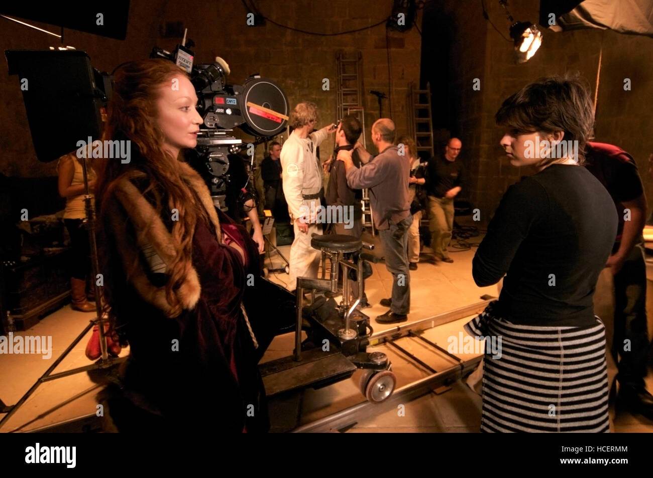 LADY GODIVA, foreground: Phoebe Thomas, director Vicky Jewson, on set ...