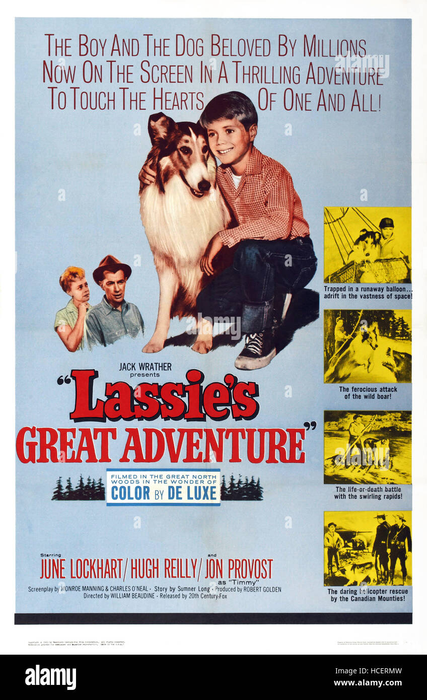 LASSIE'S GREAT ADVENTURE, US poster art, from left: June Lockhart, Hugh ...