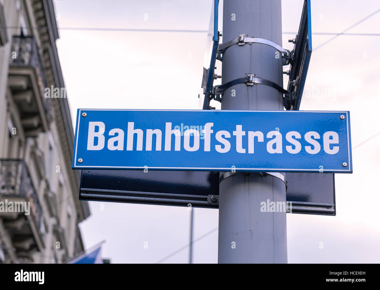 Bahnhofstrasse street sign Stock Photo - Alamy