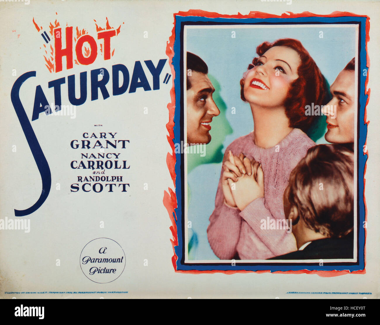 HOT SATURDAY, lobbycard, from left: Cary Grant, Nancy Carroll, Randolph ...