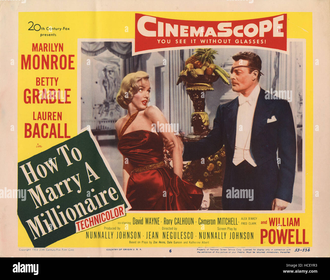 HOW TO MARRY A MILLIONAIRE, Marilyn Monroe, Alex D'Arcy, 1953 Stock ...