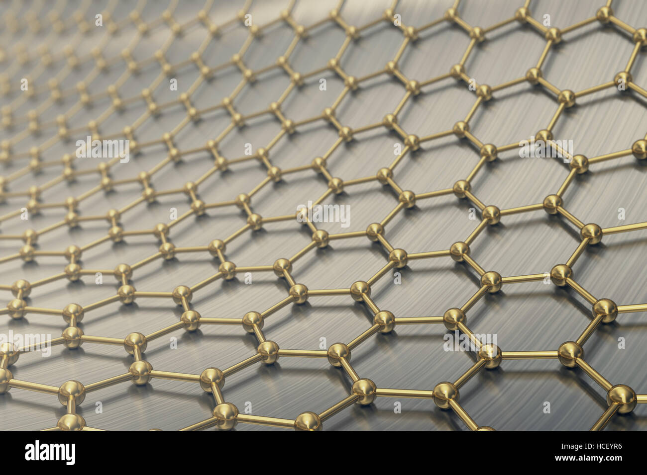 rendering gold nanotechnology hexagonal geometric form close-up ...