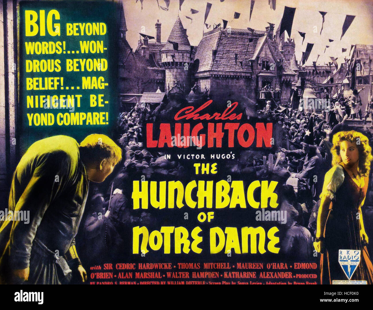 THE HUNCHBACK OF NOTRE DAME, l-r: Charles Laughton, Maureen O'Hara on ...