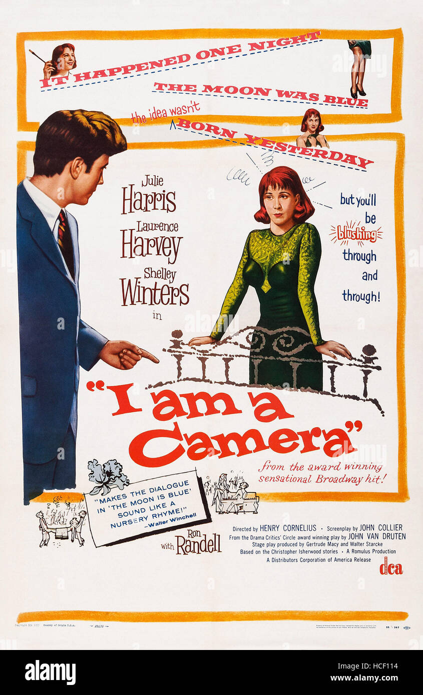 I AM A CAMERA, US poster art, from left: Laurence Harvey, Julie Harris ...