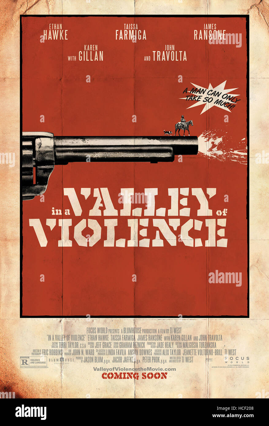 IN A VALLEY OF VIOLENCE, US poster art, Ethan Hawke, 2016. © Focus ...
