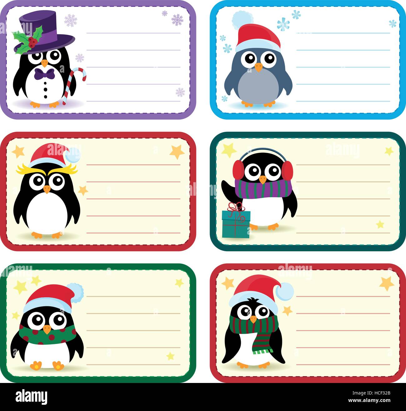 Christmas tags with penguins theme 1 - eps10 vector illustration Stock ...