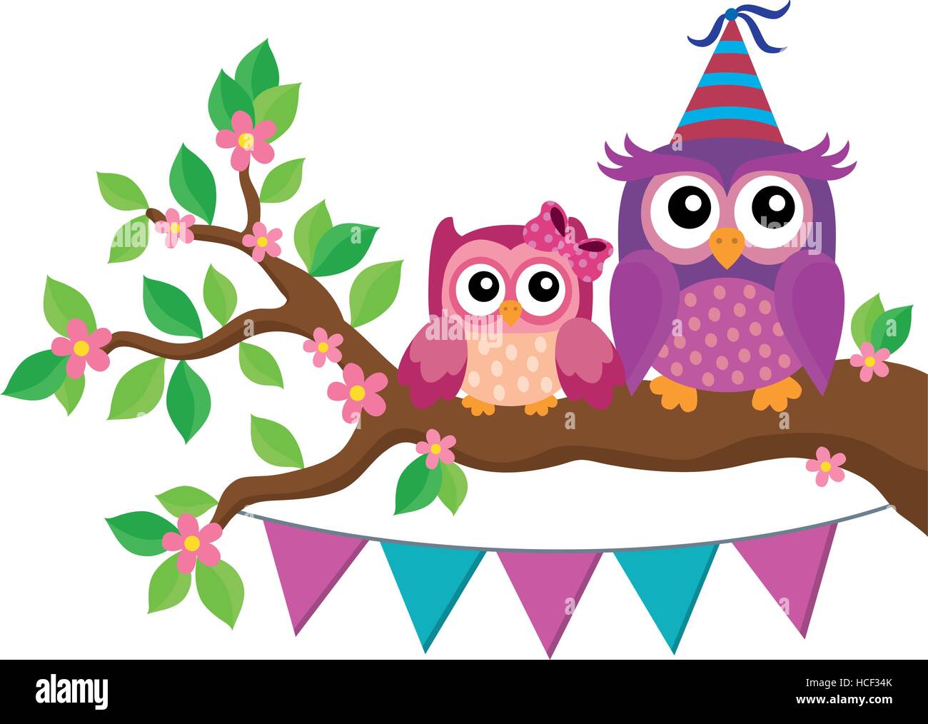 Party owls theme image 2 - eps10 vector illustration Stock Vector Image ...