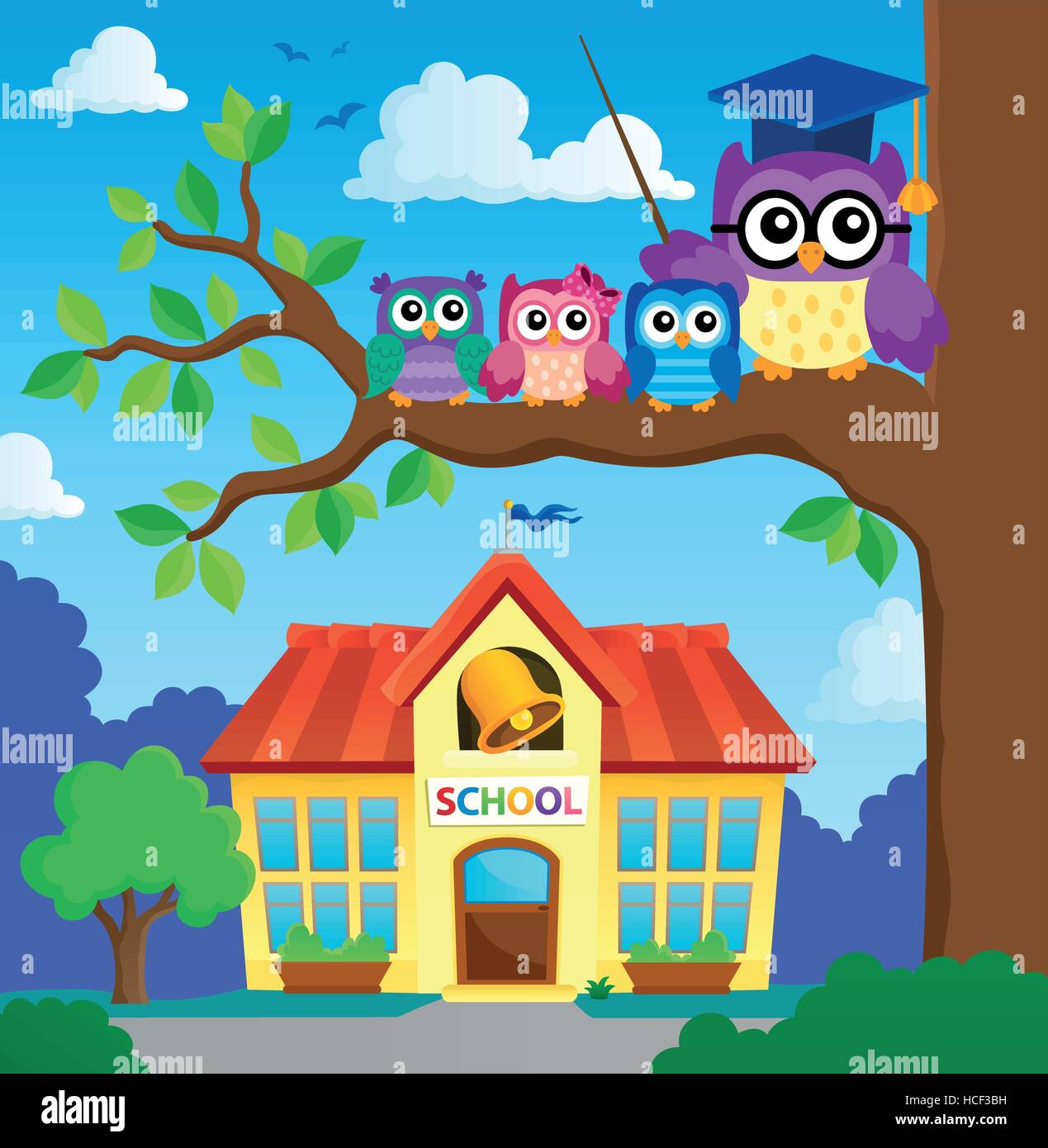 Stylized school owl theme image 7 - eps10 vector illustration Stock ...