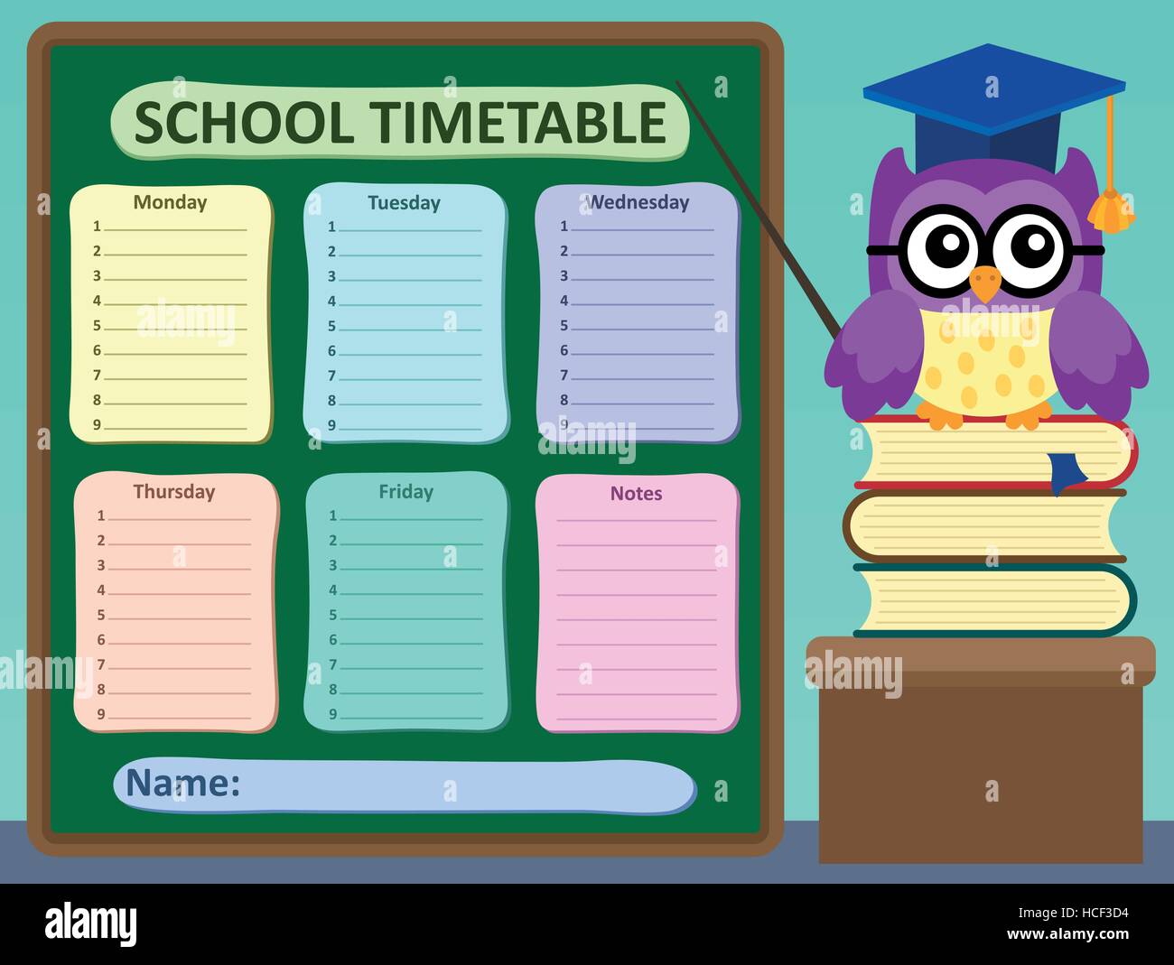 Weekly school timetable subject 2 - eps10 vector illustration Stock ...